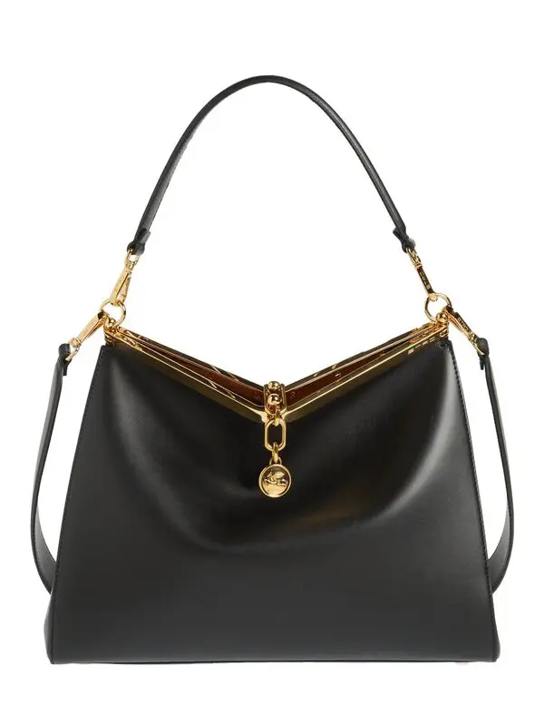 Etro Vela Leather Shoulder Bag - Black
