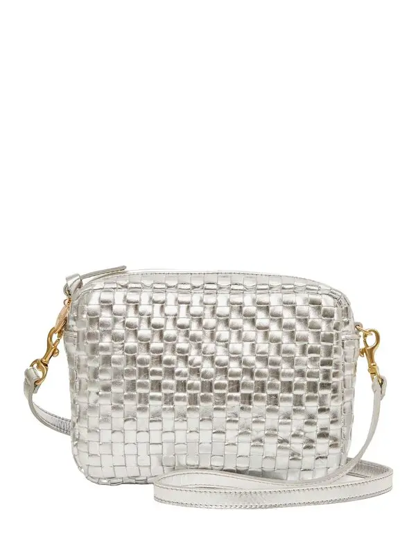 Clare V. Midi Sac Woven Crossbody Bag - Silver