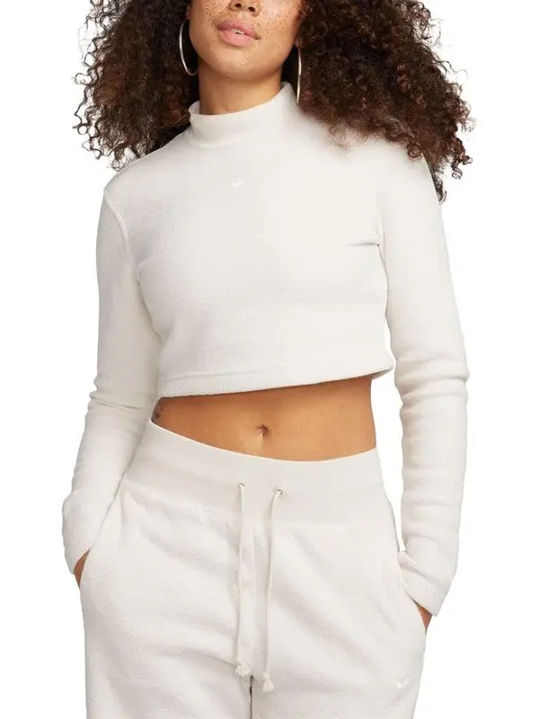 Nike Cozy Long Sleeve Crop Top - Light Orewood Barn/ Sail