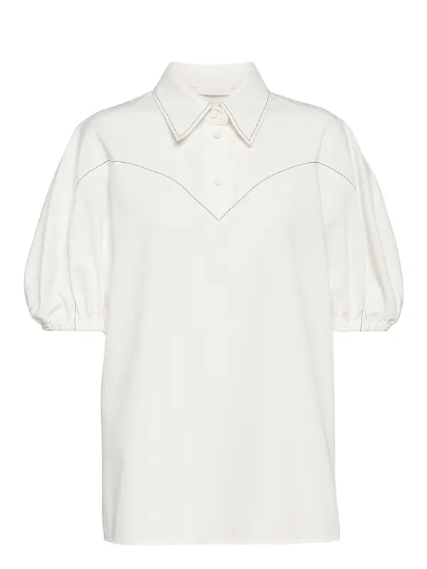 Chloé Puff-sleeve Cotton Blouse - White