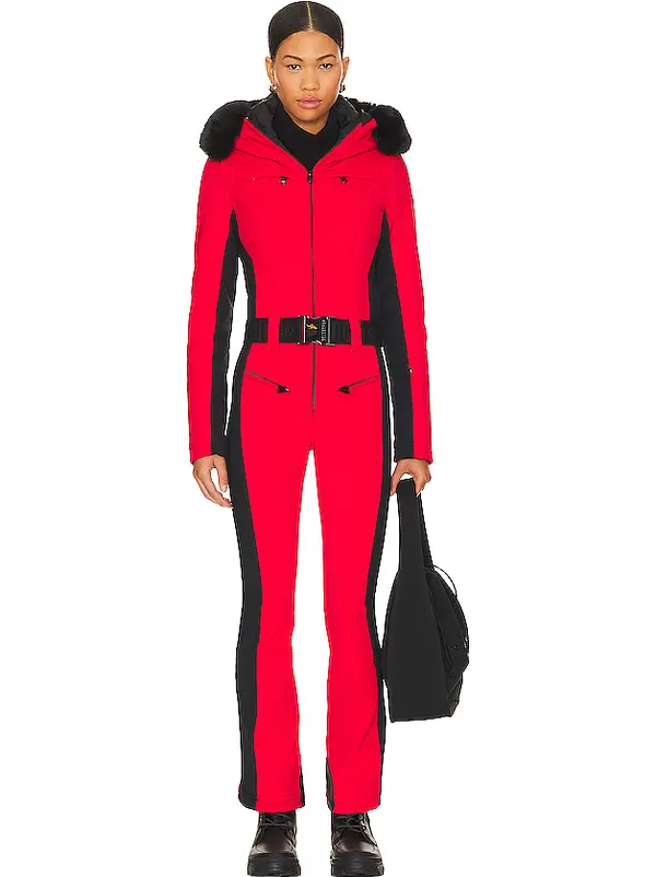 Goldbergh Parry Ski Faux Fur Jumpsuit In Red - Flame