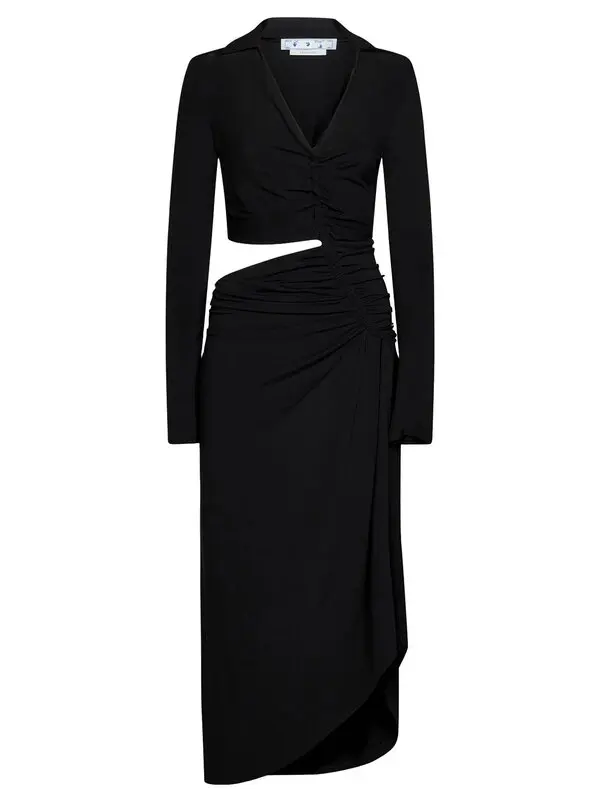 Off-White Cut Out Midi Dress - Black