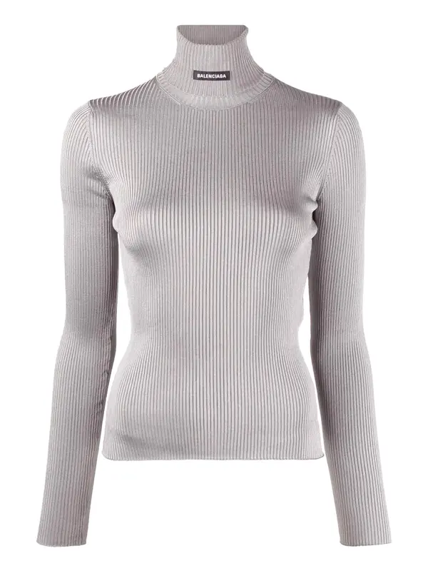 Balenciaga Ribbed Turtleneck Sweater - Gray