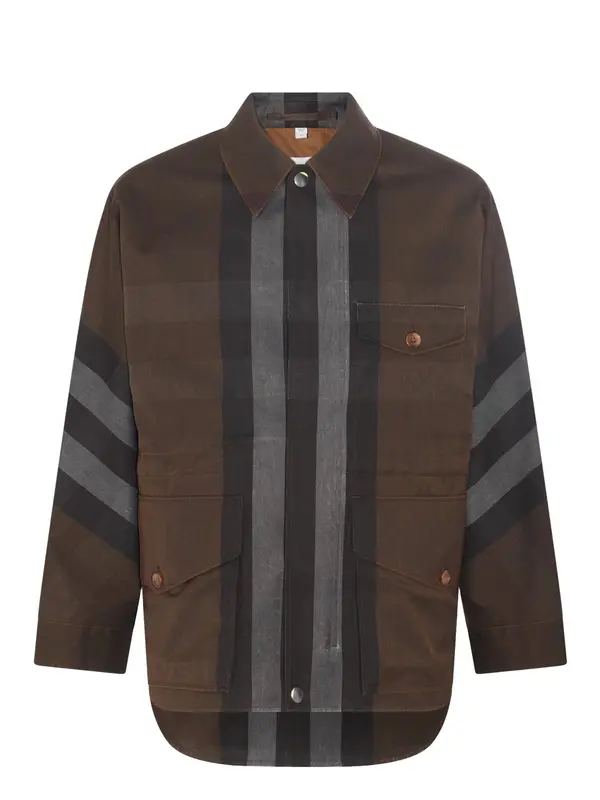 Burberry Long Sleeve Parka Jacket - Brown