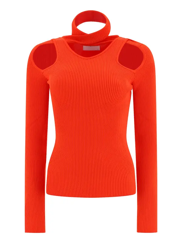 Coperni Cut-out Turtleneck Top - Red