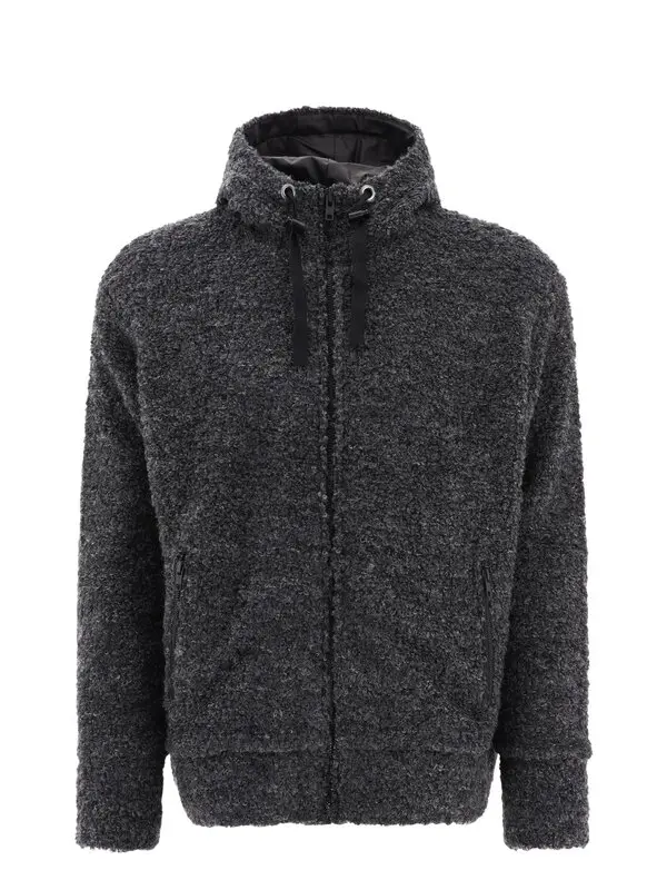 Junya Watanabe Textured Drawstring Zipped Hoodie - Grey
