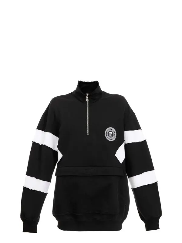 Balmain Circle Logo Cotton Sweatshirt - Black