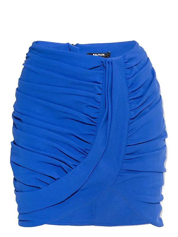 Balmain Mini Draped Skirt - Blue