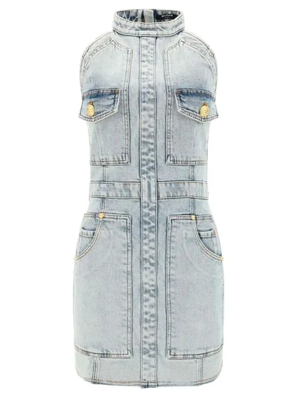 Balmain Denim Mini Dress - Blue