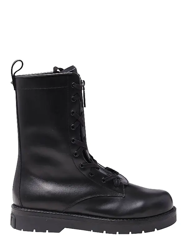 Valentino Garavani Combat Leather Boots - Black