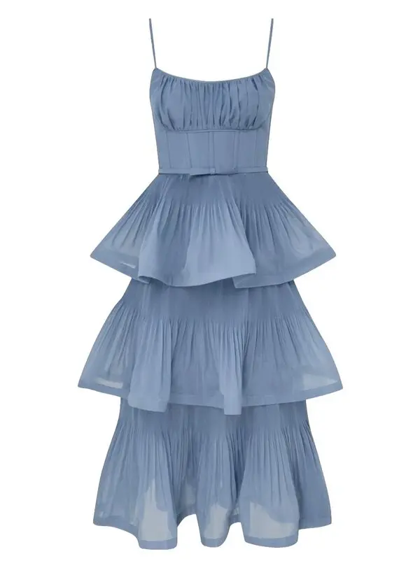 Zimmermann Pleated Midi Dress - Blue