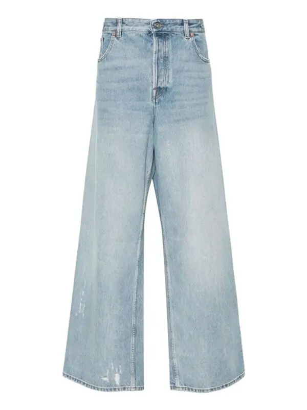Valentino Garavani Cotton Denim Wide Leg Jeans - Blue