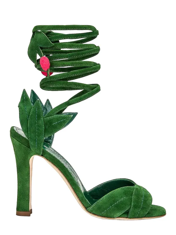 Manolo Blahnik Ossie 105 Wrap Sandals - Green