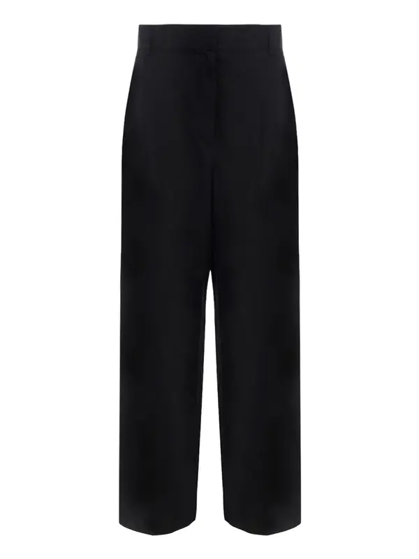 FERRAGAMO Silk And Linen Wide Leg Trousers - Black