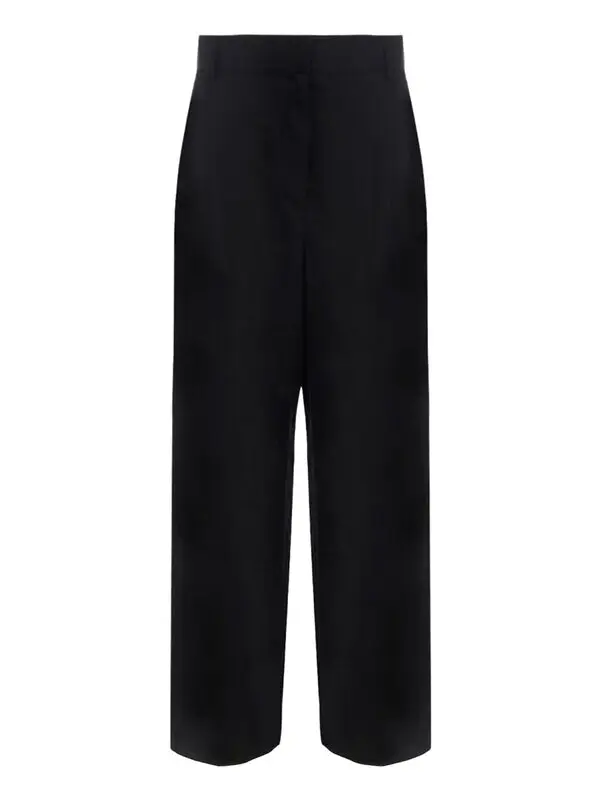 FERRAGAMO Silk And Linen Wide Leg Trousers - Black