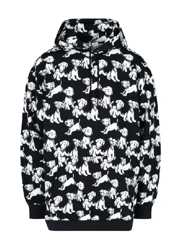 Celine Printed Hooded Sweatshirt - Black