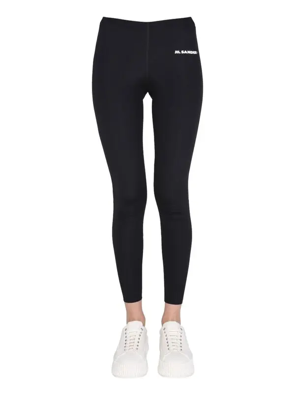 JIL SANDER Logo Print Leggings - Black