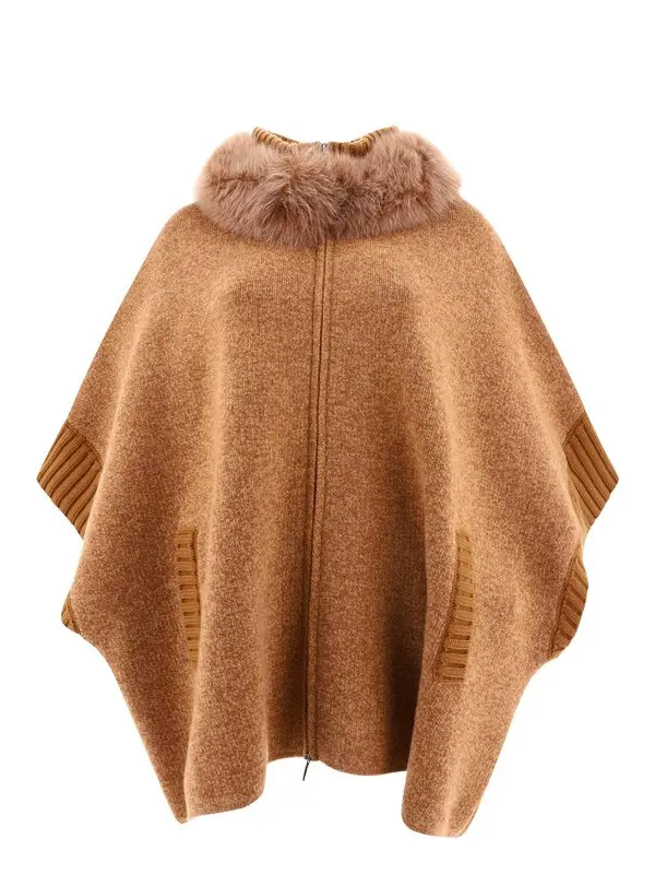 GIOVI Fur Insert Cape - Beige