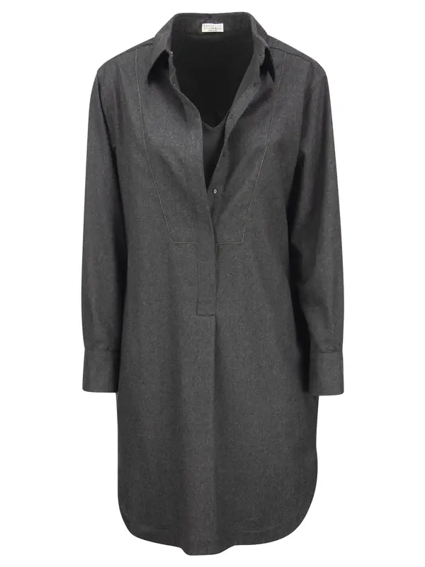 Brunello Cucinelli Wool Shirt Dress - Gray