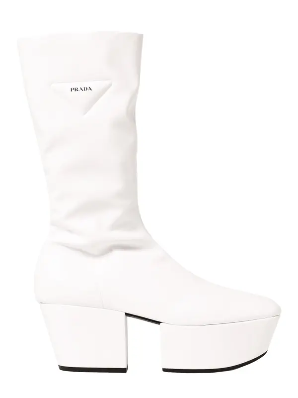 Prada Platform Pull On Boots - White