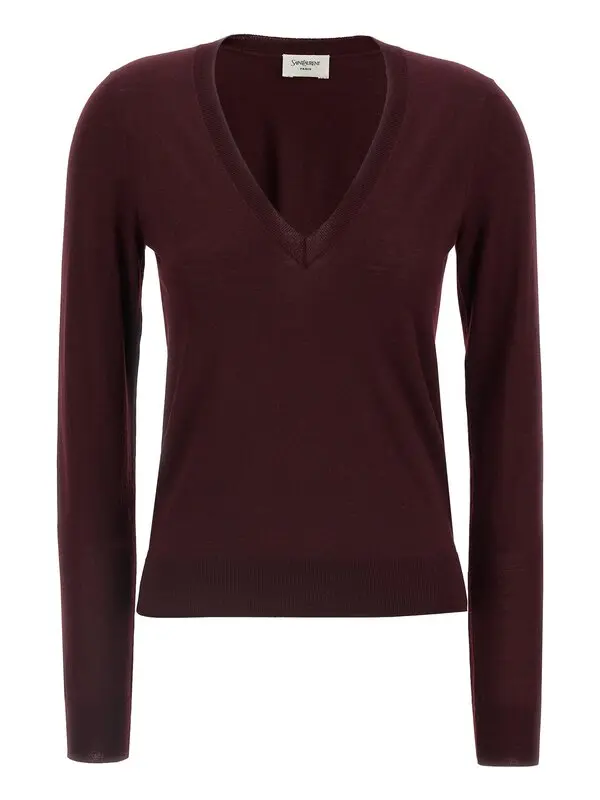 Saint Laurent Virgin Wool Sweater - Bordeaux