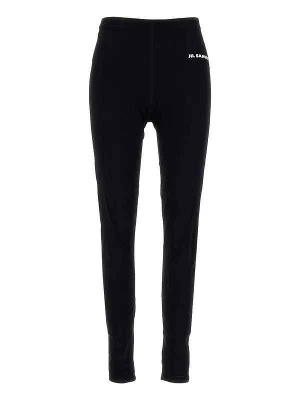 JIL SANDER Logo Print Leggings - Black