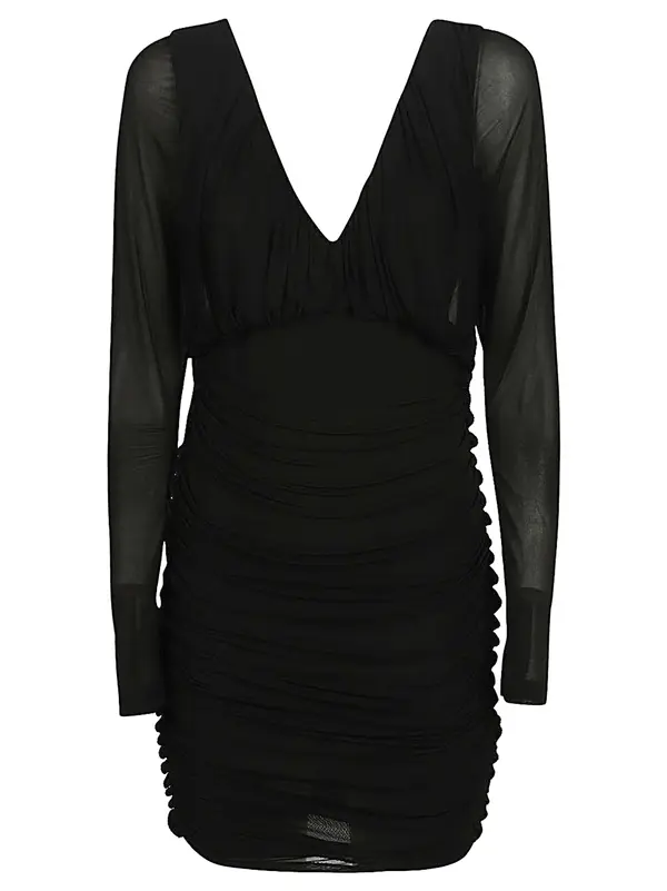 Saint Laurent Mini Draped Dress - Black
