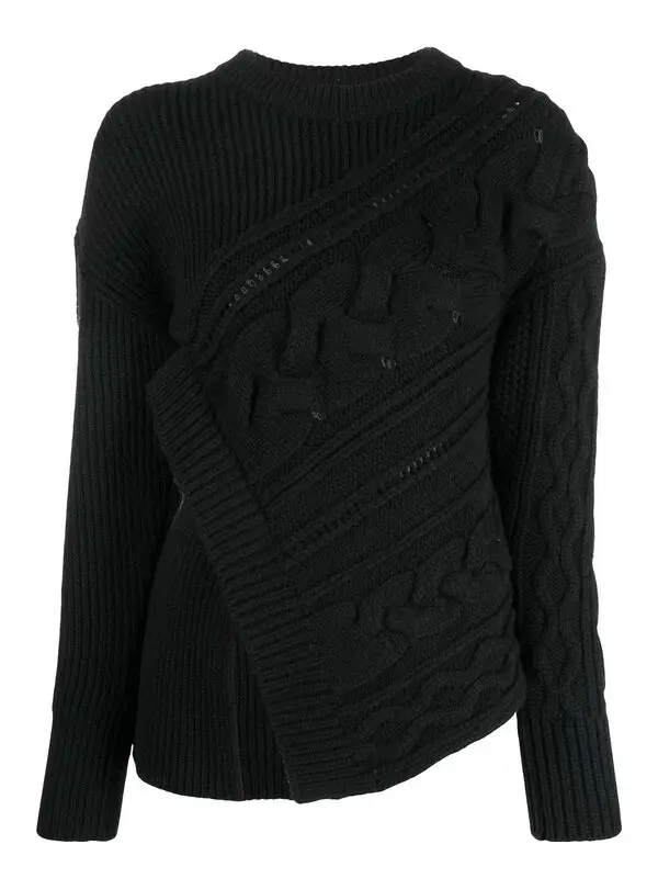 Alexander McQueen Asymmetric Wool Jumper - Black