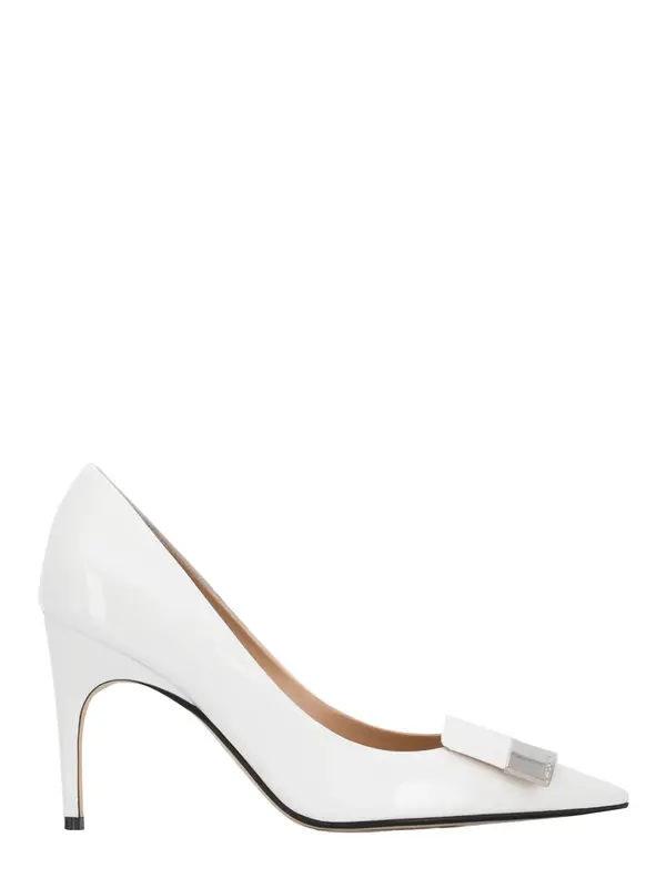 SERGIO ROSSI Leather Pointed-toe Pumps - White