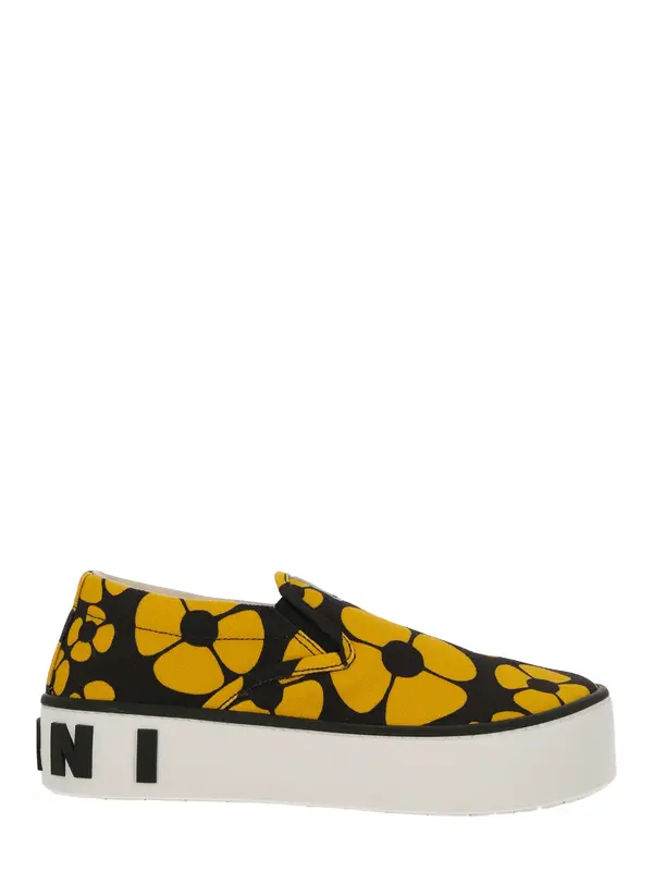 Marni Printed Slip-on Sneakers - Black