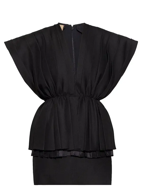 Gucci Pleated Wool Dress - Black