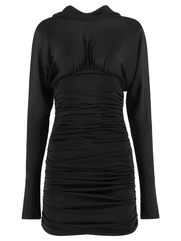 Saint Laurent Cowl Back Mini Dress - Black