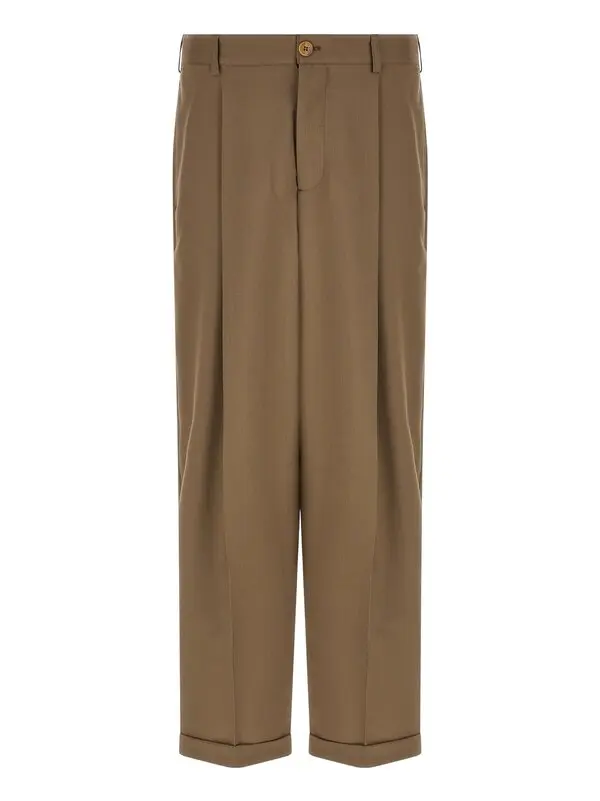 Marni Cool Wool Wide Leg Trousers - Beige