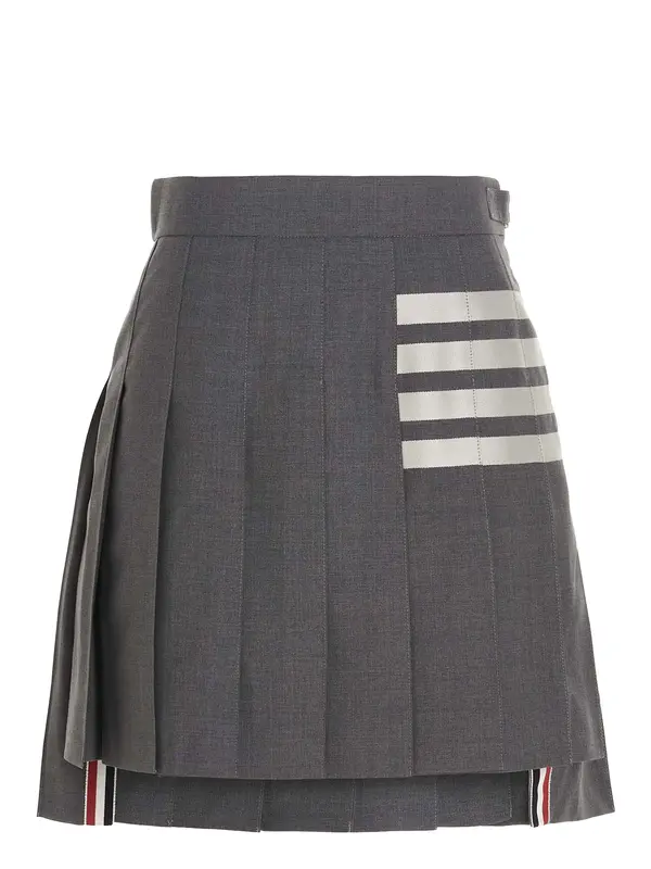 Thom Browne Pleated Wool Skirt - Gray
