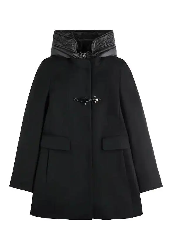 FAY Wool Blend Toggle Coat - Black