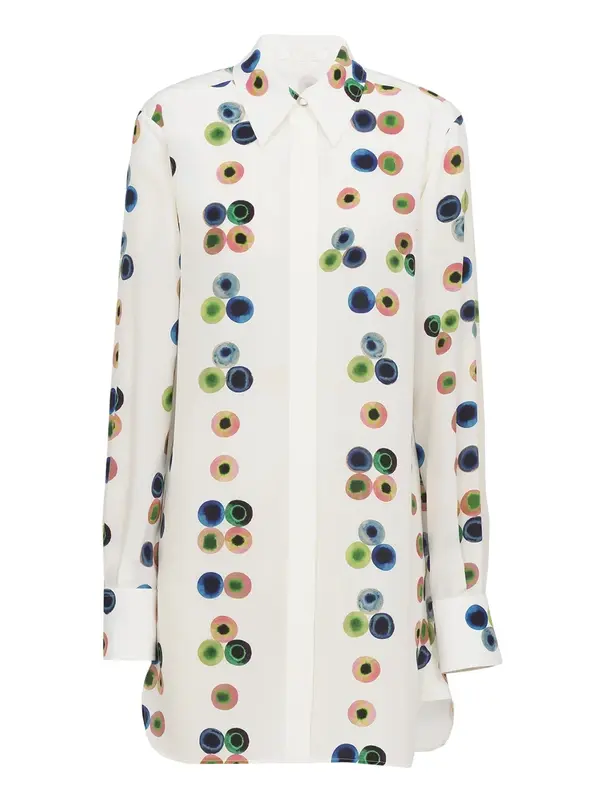 Chloé Printed Silk Chemisier Dress - White