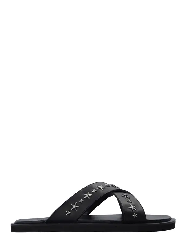 JIMMY CHOO Palmo Leather Sandals - Black
