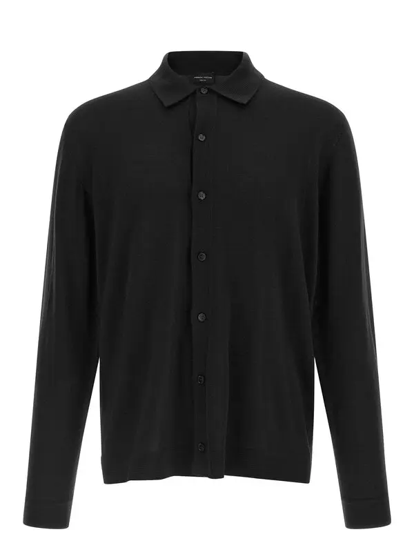 ROBERTO COLLINA Merino Wool Cardigan - Black