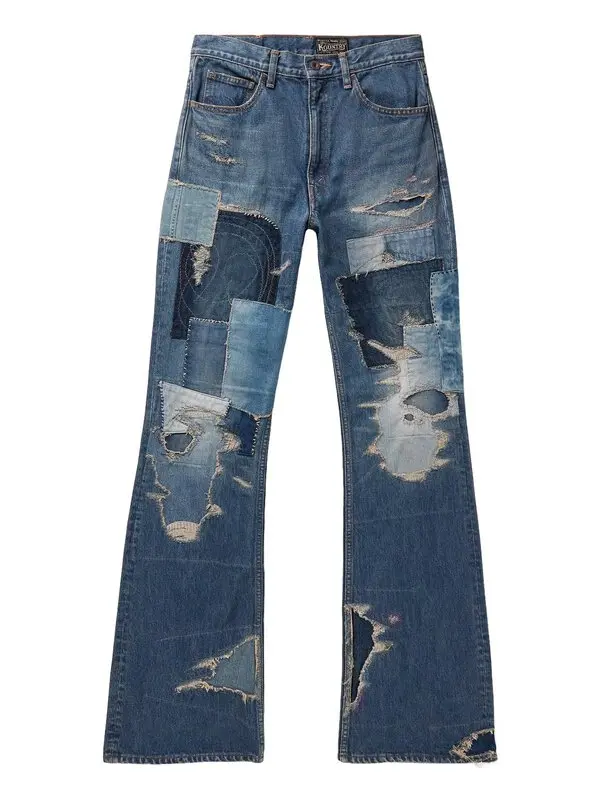 Kapital Crazy Dixie Flared Patchwork Jeans - Blue