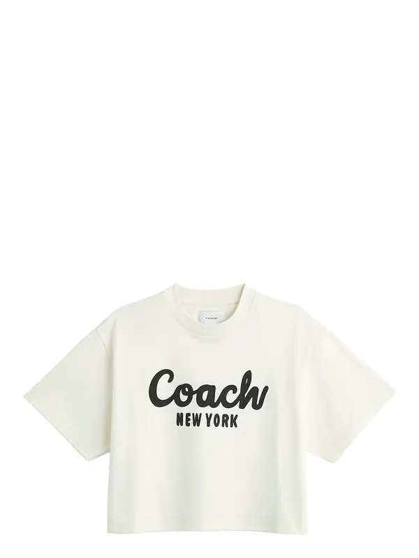 COACH Cursive Signature Cropped T-shirt - Cream