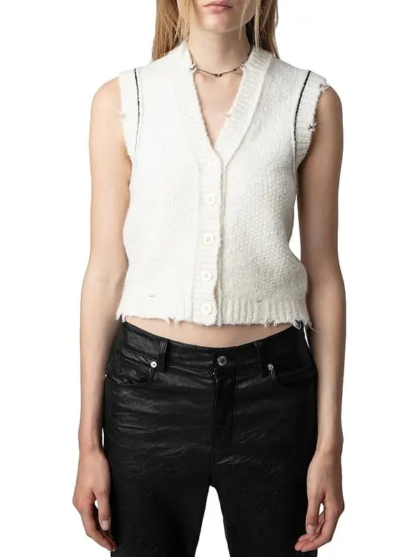 Zadig&Voltaire Karry Sleeveless Cardigan - Ecru