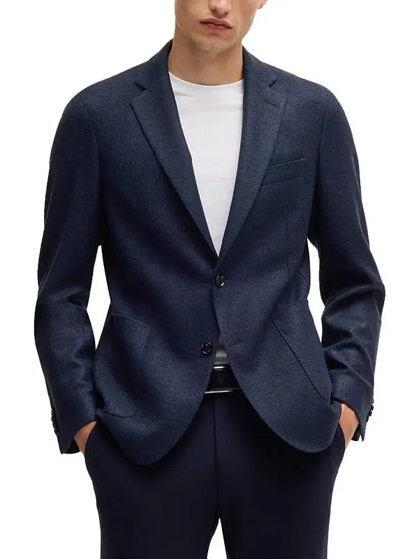 BOSS Hanry Flannel Jersey Slim Fit Sport Coat - Dark Blue