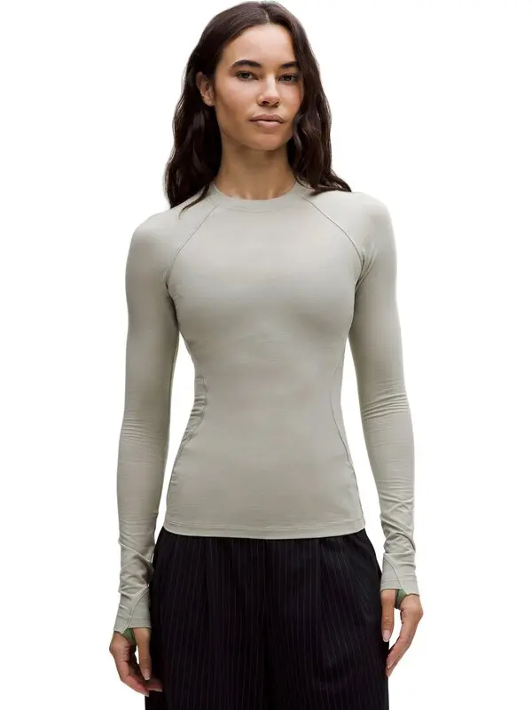 Lululemon Long-sleeve Crewneck Base Layer - Jade Grey/grey Eucalyptus
