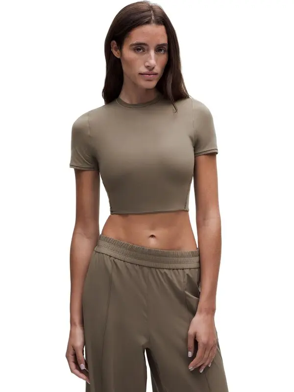 Lululemon Wundermost Ultra-soft Nulu Crewneck Cropped T-shirt - Nomad