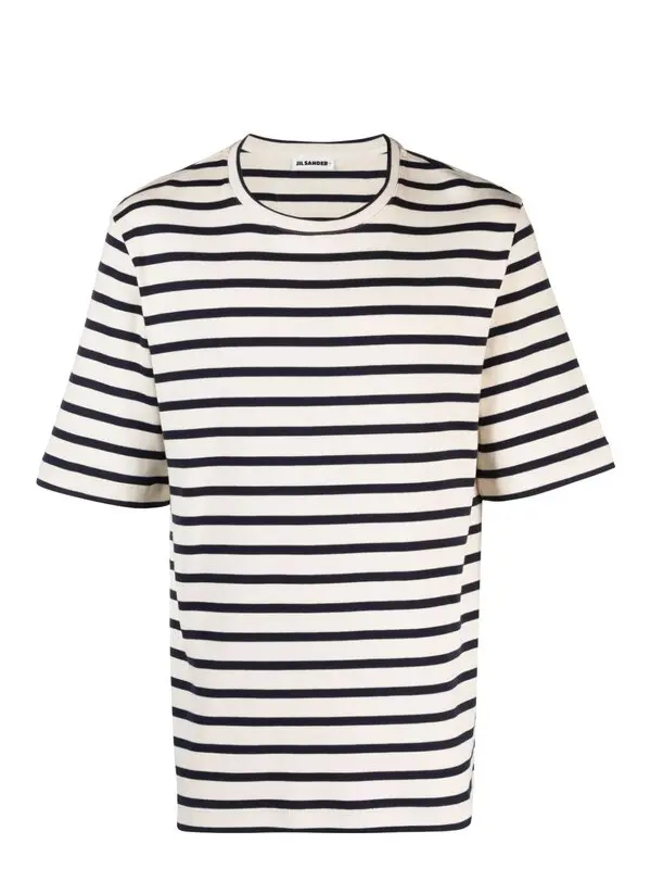 JIL SANDER Striped Ribbed Cotton T-shirt - Neutrals