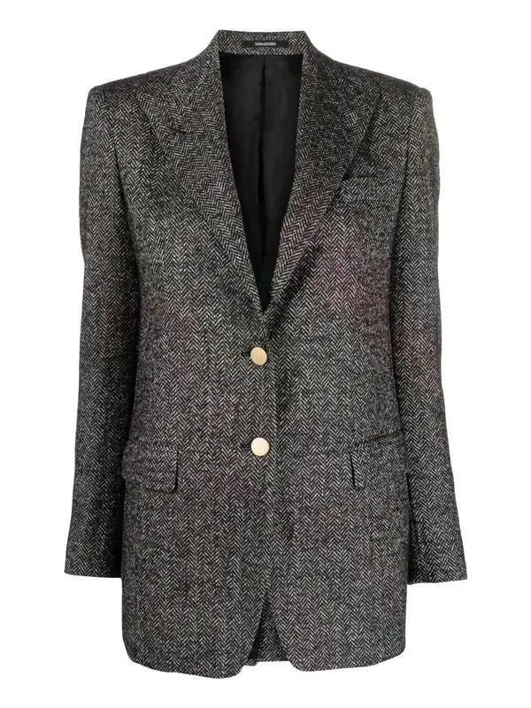 Tagliatore Single-breasted Herringbone Blazer - Brown