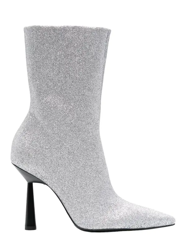 GIABORGHINI Rosie 100mm Glittered Ankle Boots - Silver