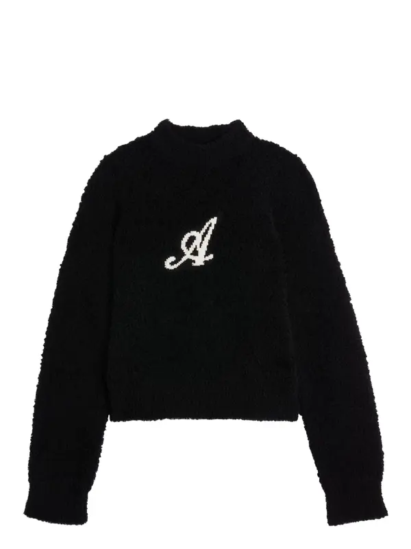 Axel Arigato Logo-intarsia Brushed Jumper - Black