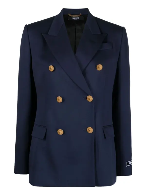Versace Medusa Head-button Double-breasted Blazer - Blue