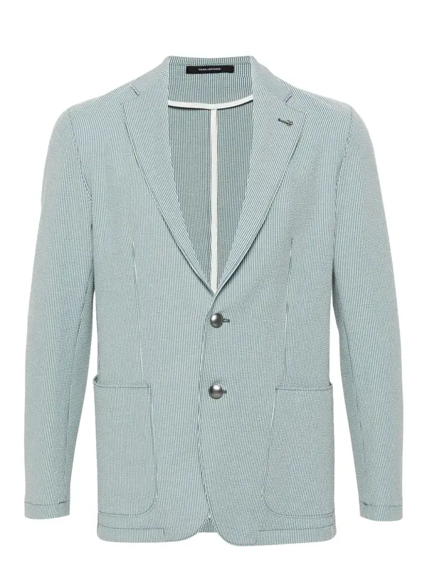 Tagliatore Striped Single-breasted Blazer - Green